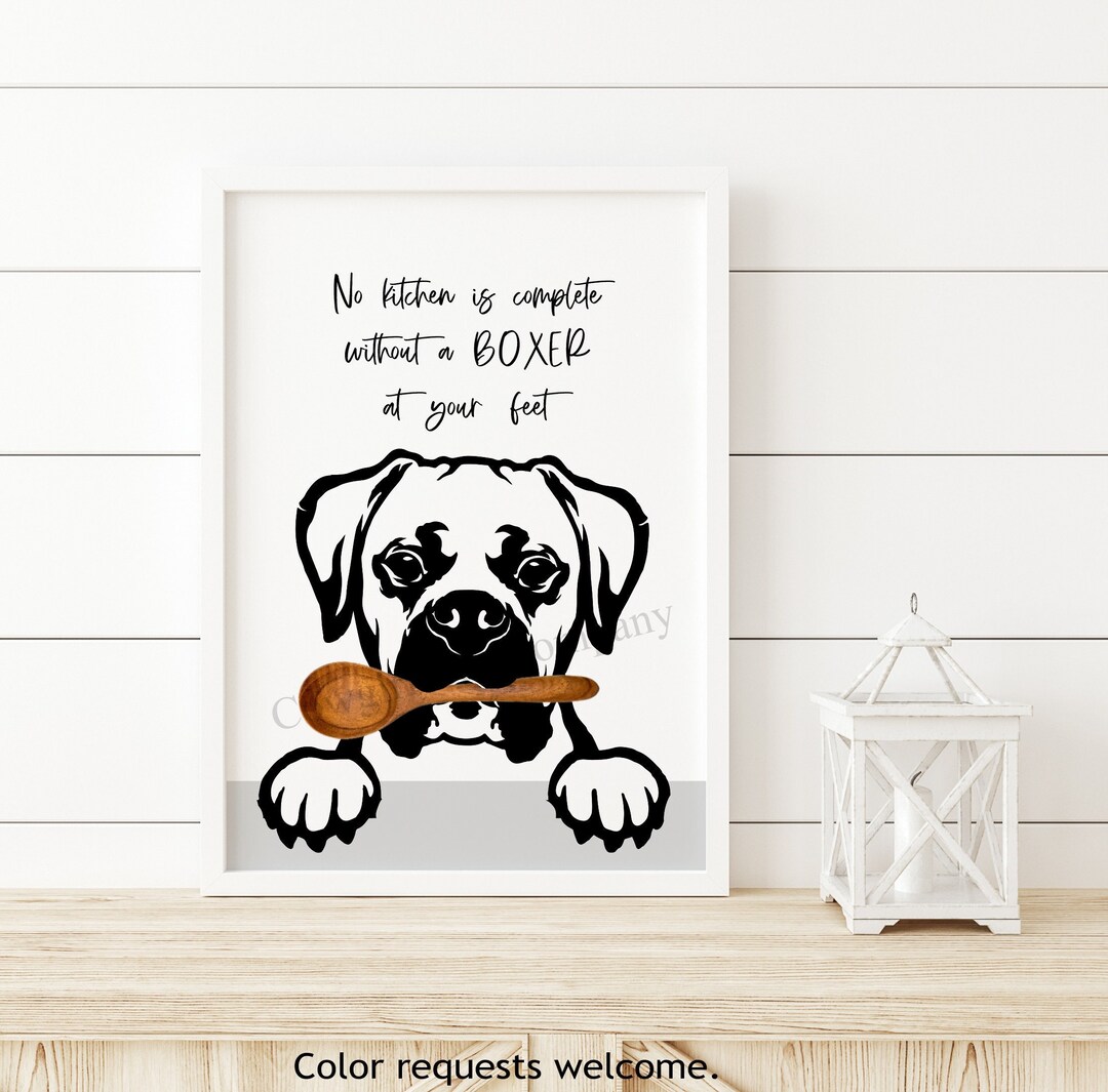 Boxer Dog Kitchen Art Print, Unframed - Etsy