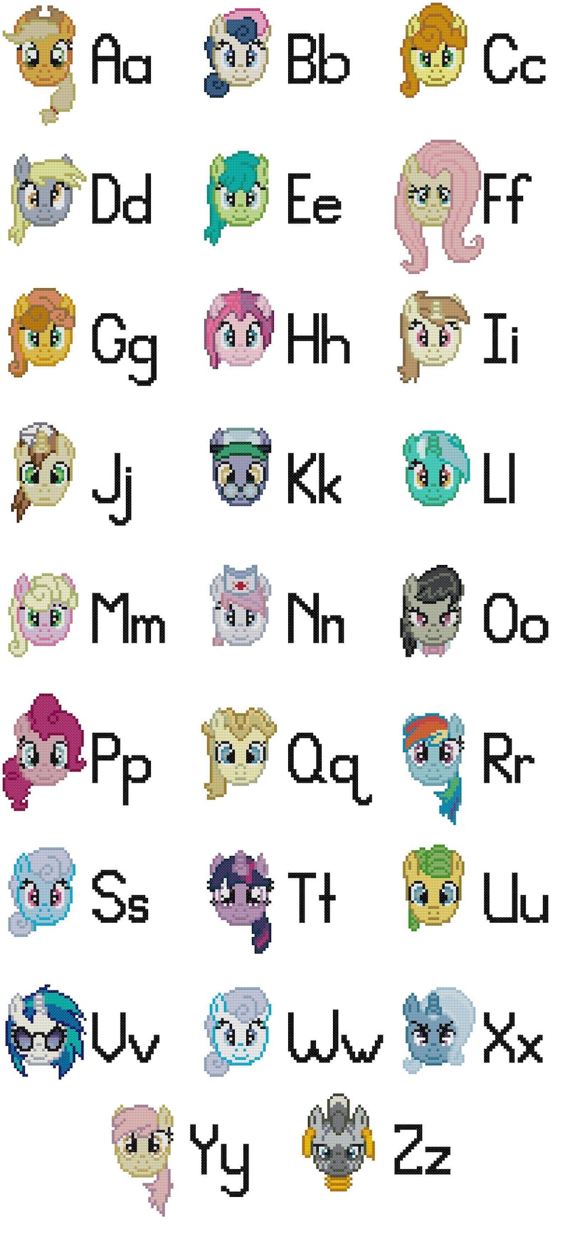 PDF Pattern - My Little Pony Friendship is Magic Alphabet (upper and ...