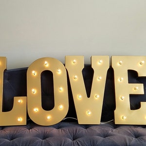 LOVE Gold Metal Light up Plug in Letter Lights Marquee Wedding - Etsy