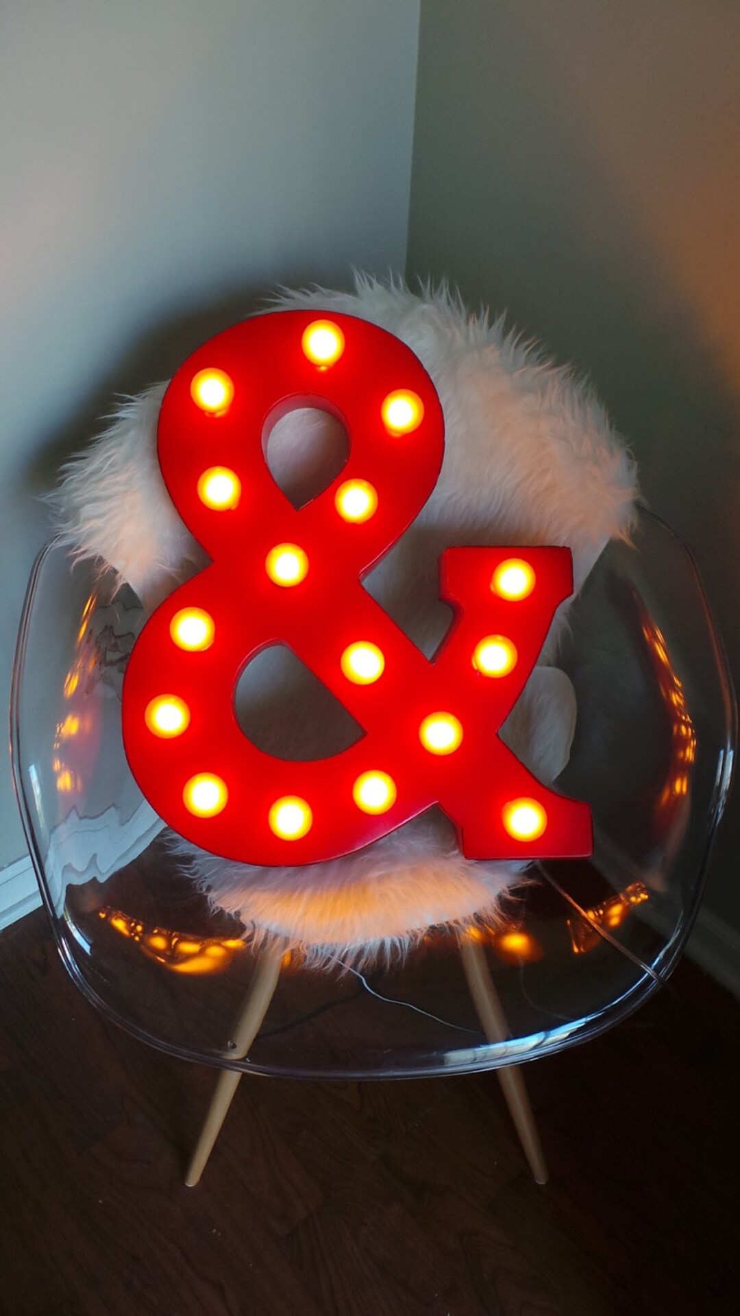 Red Metal Light up Marquee Letters Yellow Bulbs Carnival Lighted Sign ...