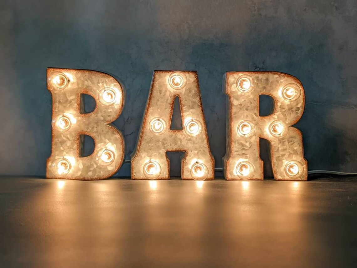 Metal Marquee BAR Plug in Letters 7 Sign Decor - Etsy