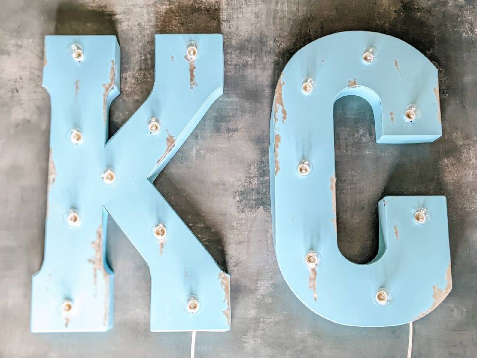 Light up Large Metal Letters Vintage Aqua Vintage Lighted Bulbs - Etsy
