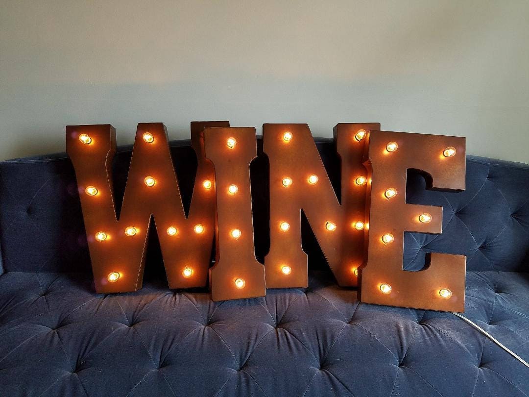 Rust Bronze Metal Light up Marquee Letters Vintage Bulbs - Etsy