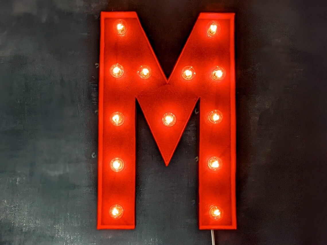 Paper Mache Red Light up Marquee Letters Vintage Lighted Bulbs - Etsy