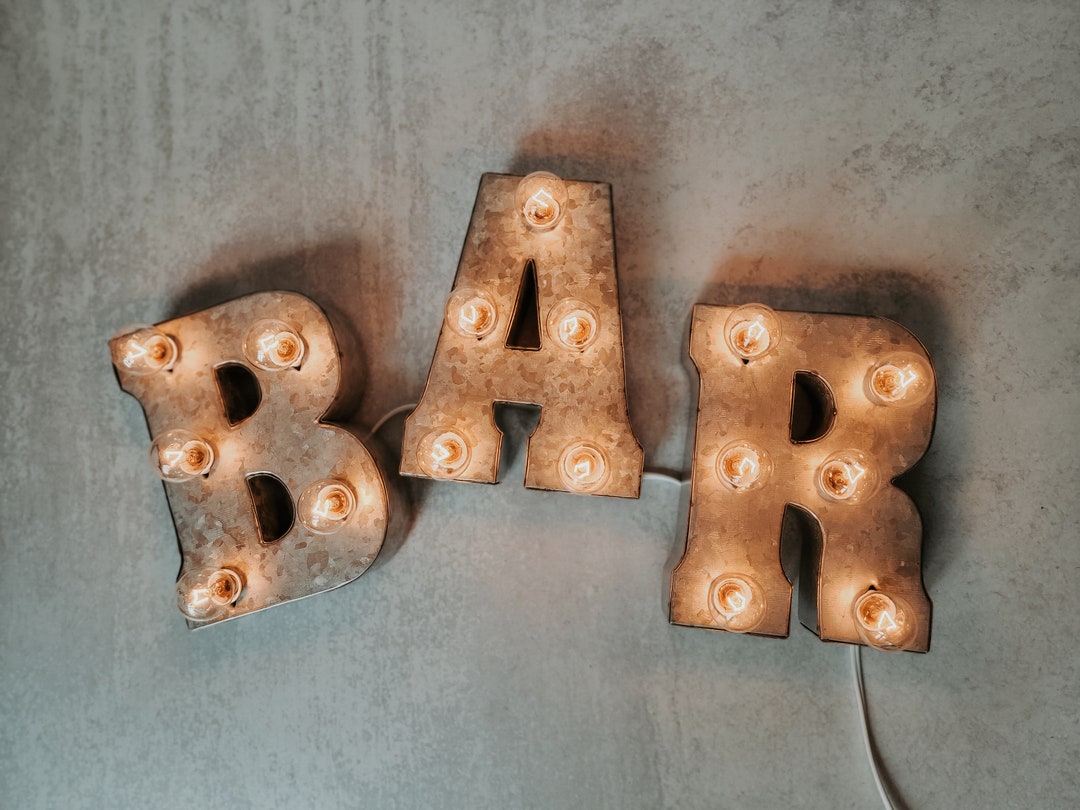 Metal Marquee BAR Plug in Letters 7" Sign Decor - Etsy