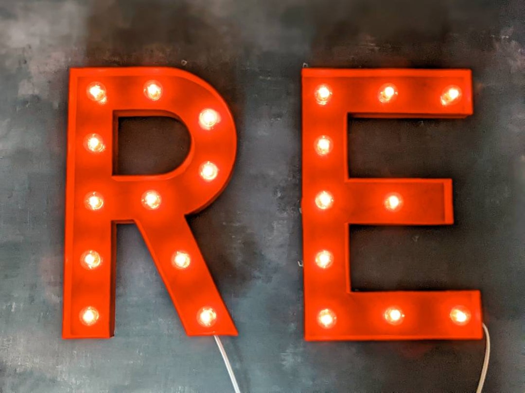 Paper Mache Red Light up Marquee Letters Vintage Lighted Bulbs - Etsy