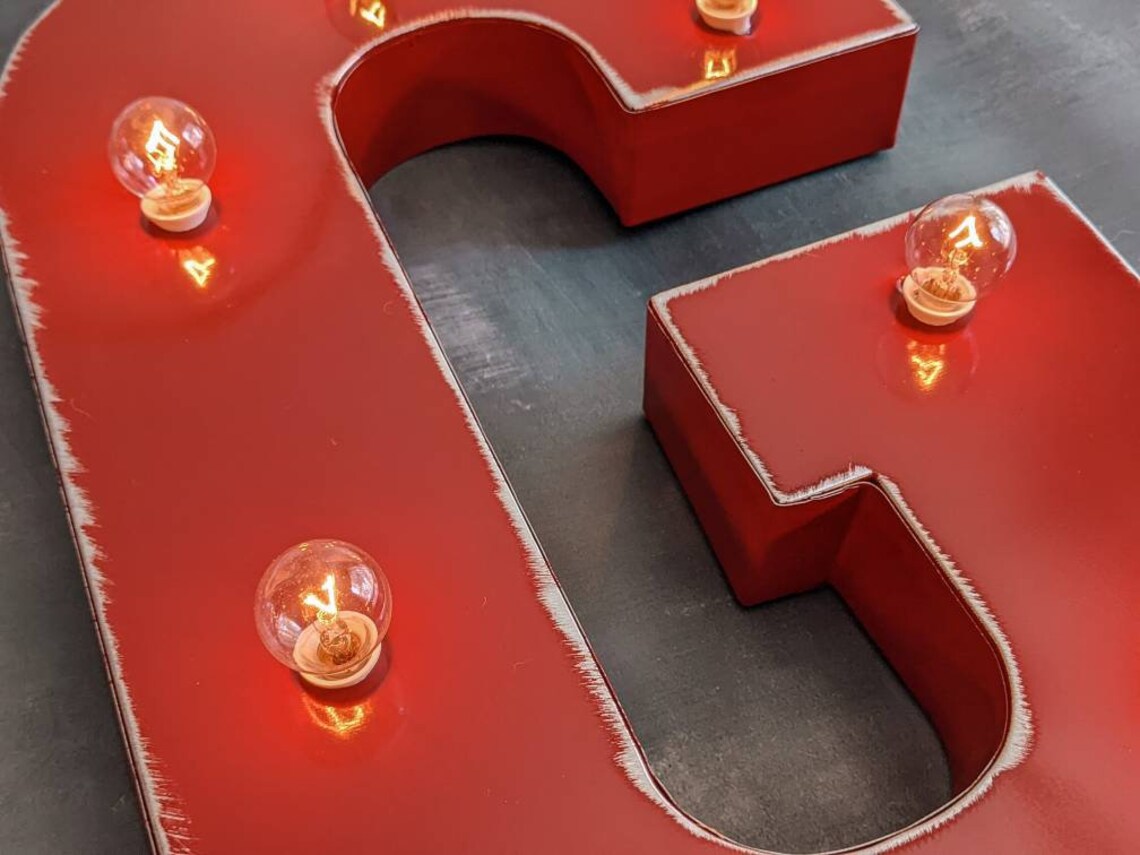 Large Red Metal Marquee Letters Light up Lighted Sign - Etsy