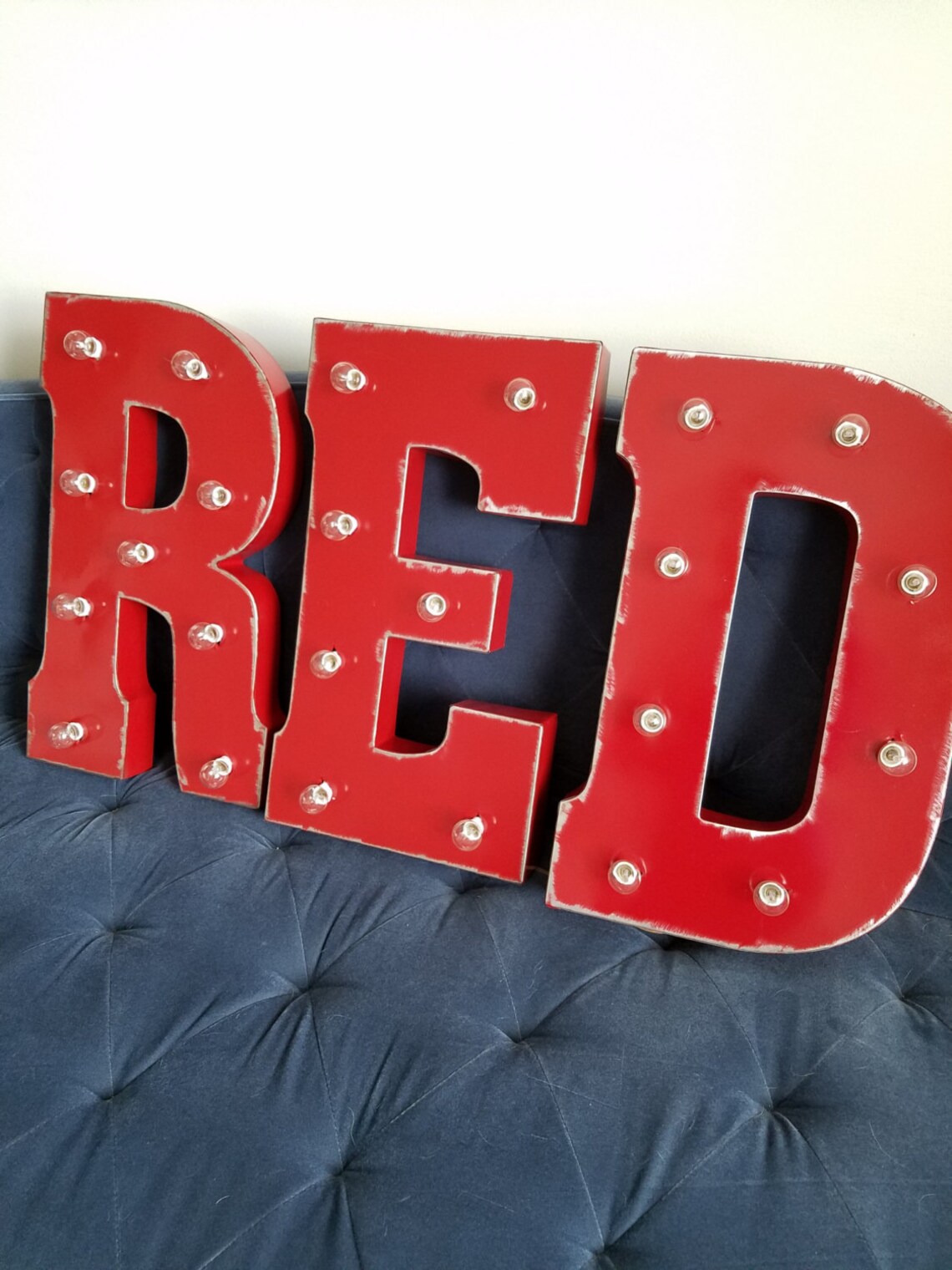 Large Red Metal Marquee Letters Light up Lighted Sign - Etsy