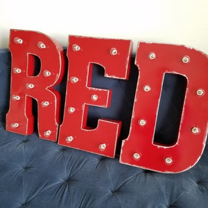 Large Red Metal Marquee Letters Light up Lighted Sign - Etsy