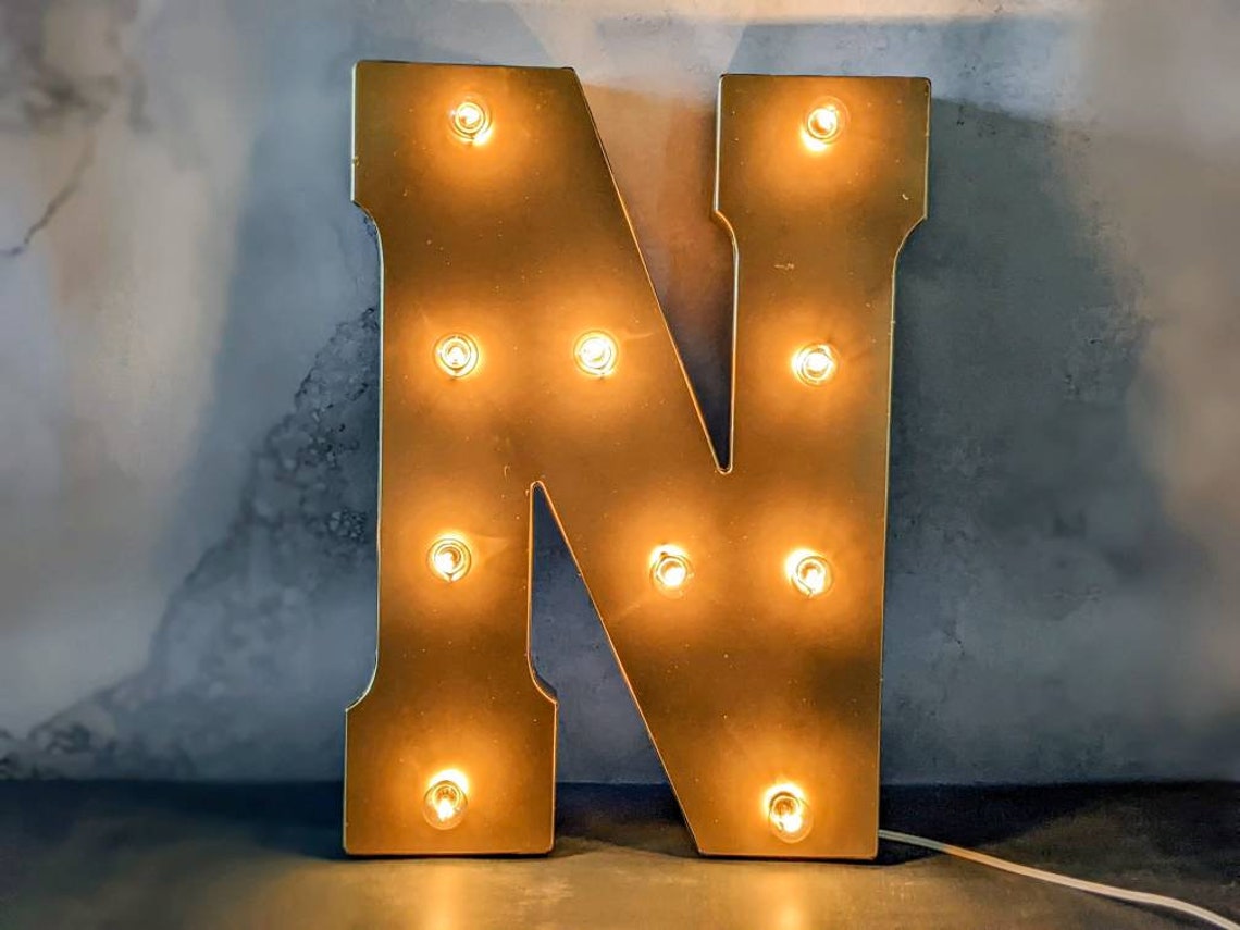Large Gold Light up Marquee Letters Vintage Lighted Bulbs Sign - Etsy