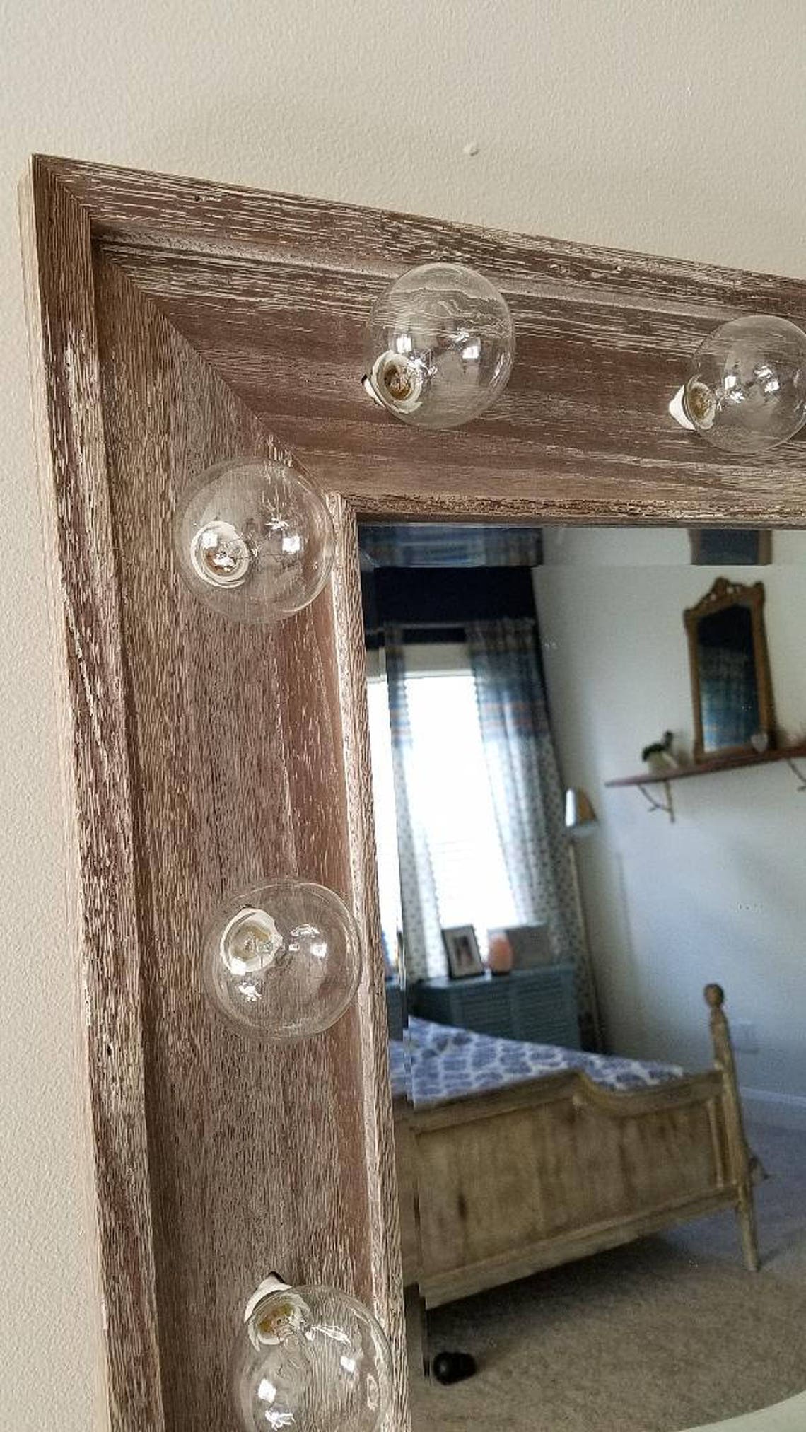 Large Vanity Mirror Reclaimed Driftwood Beveled Horizontal - Etsy