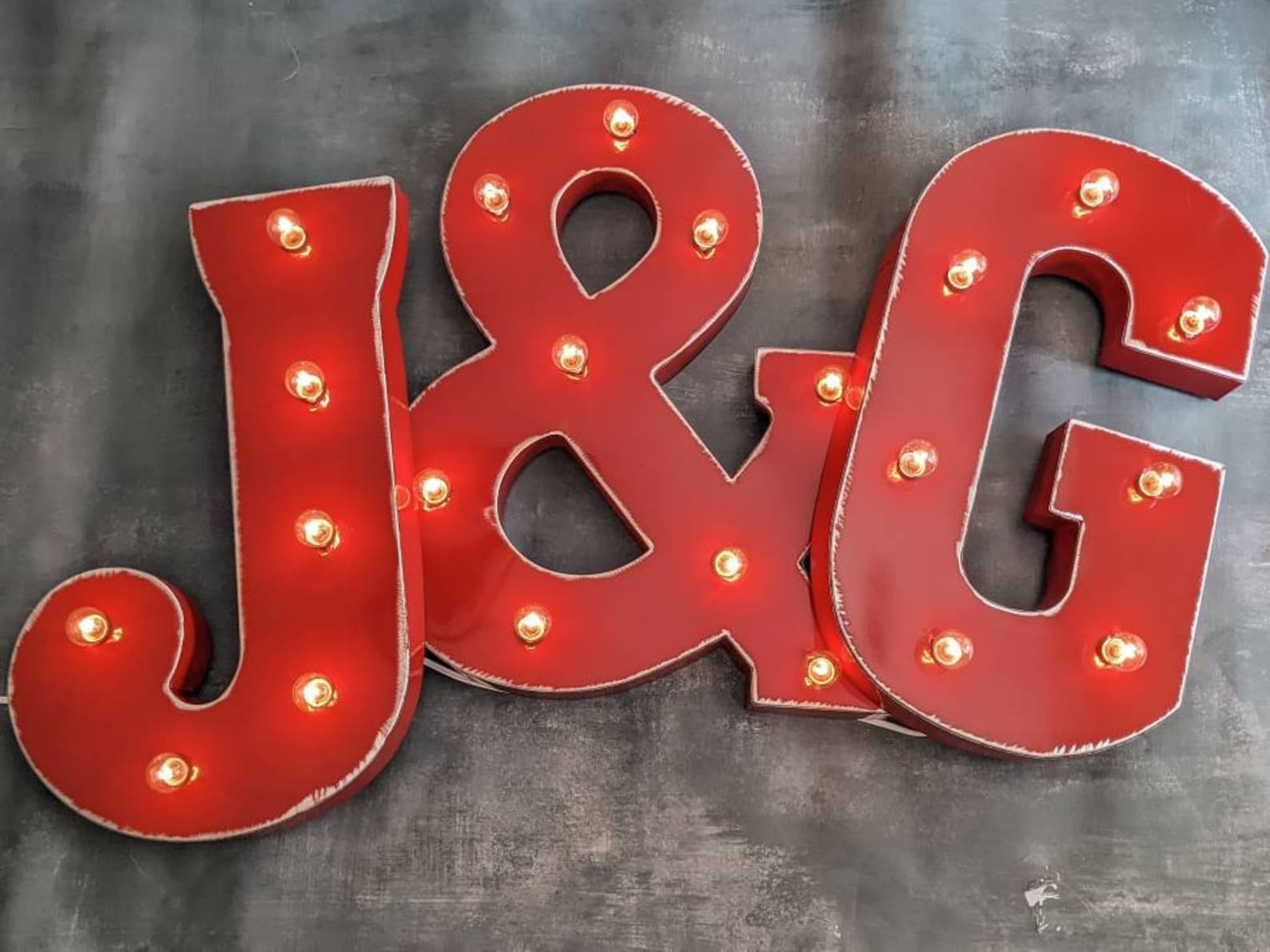 Large Red Metal Marquee Letters Light up Lighted Sign - Etsy