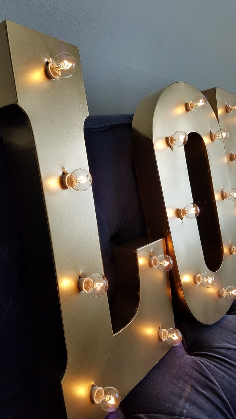 LOVE Gold Metal Light Up Plug In Letter Lights Marquee Wedding | Etsy