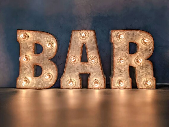 Metal Marquee BAR Plug in Letters 7 Sign Decor - Etsy