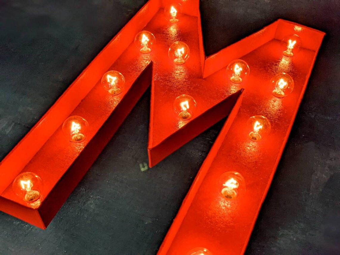 Paper Mache Red Light up Marquee Letters Vintage Lighted Bulbs - Etsy