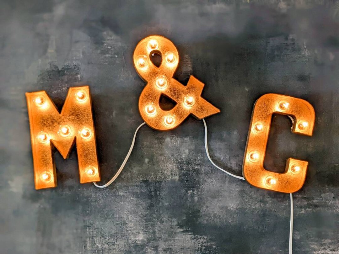 Paper Mache Gold Light up Marquee Letters Vintage Lighted Bulbs Sign - Etsy