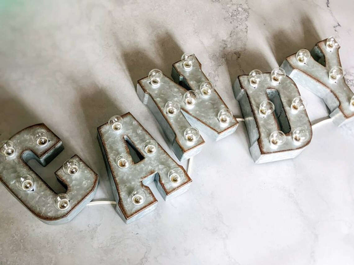 Light up Letters Metal Marquee 7 Small Electric Lights - Etsy