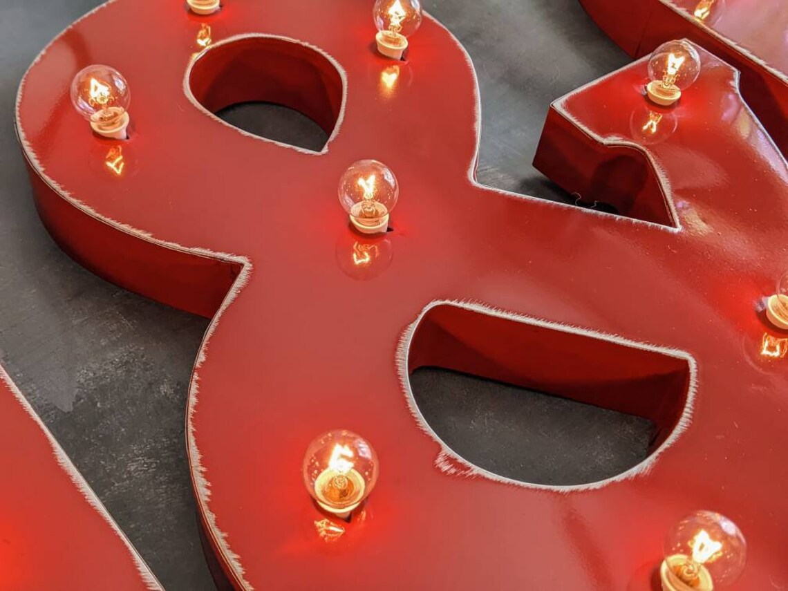 Large Red Metal Marquee Letters Light up Lighted Sign - Etsy