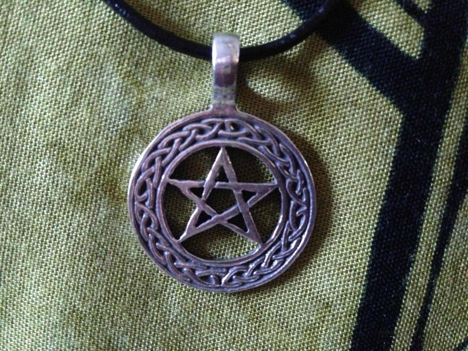 Pewter Celtic Knot Work With Star Pentagram Black Leather - Etsy
