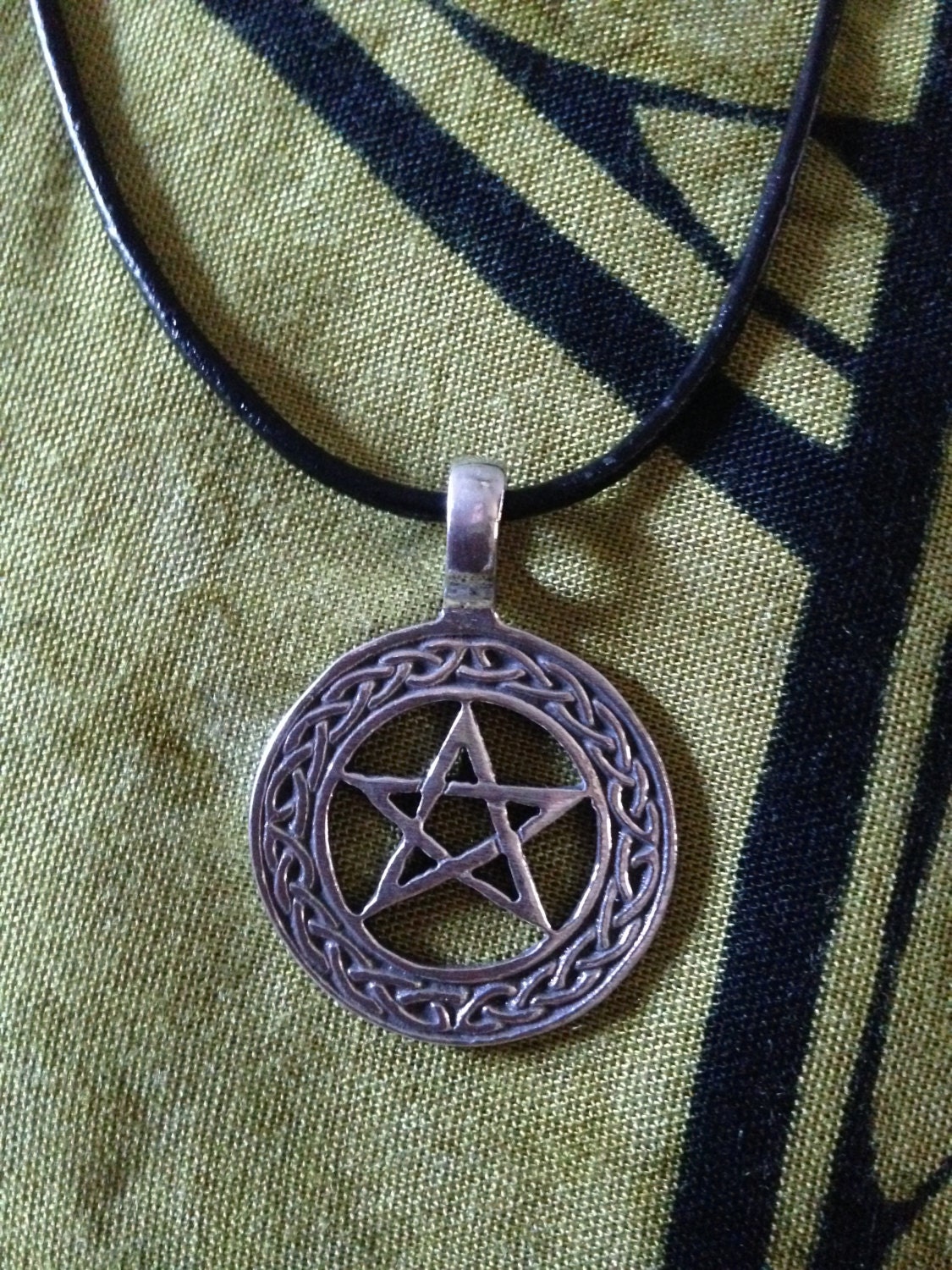 Pewter Celtic Knot Work With Star Pentagram Black Leather - Etsy