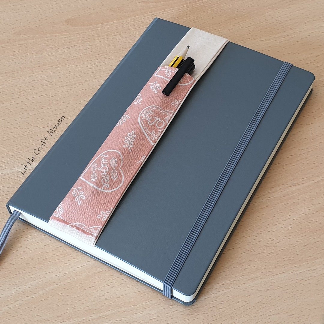 Elastic Pen Holder Coral Heart Fabric, Elasticated Notebook Pen Pocket ...
