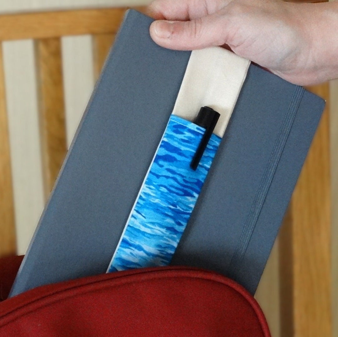 Notebook Pen Holder Water Wave Sea Fabric, Elastic Pen Pocket for ...