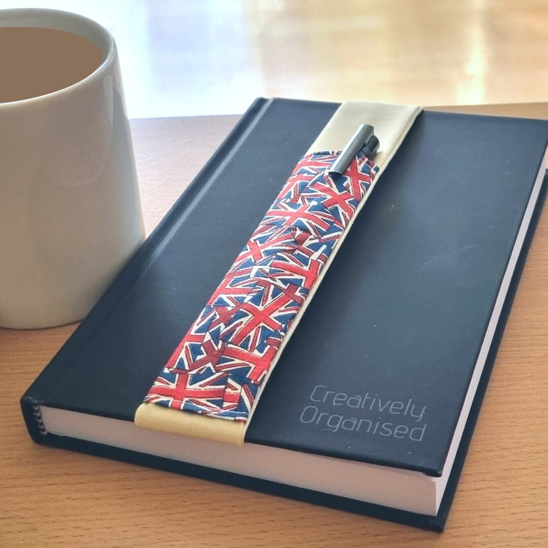 Notebook Pen Holder Union Jack Flag Fabric, Elastic Notebook Pen ...