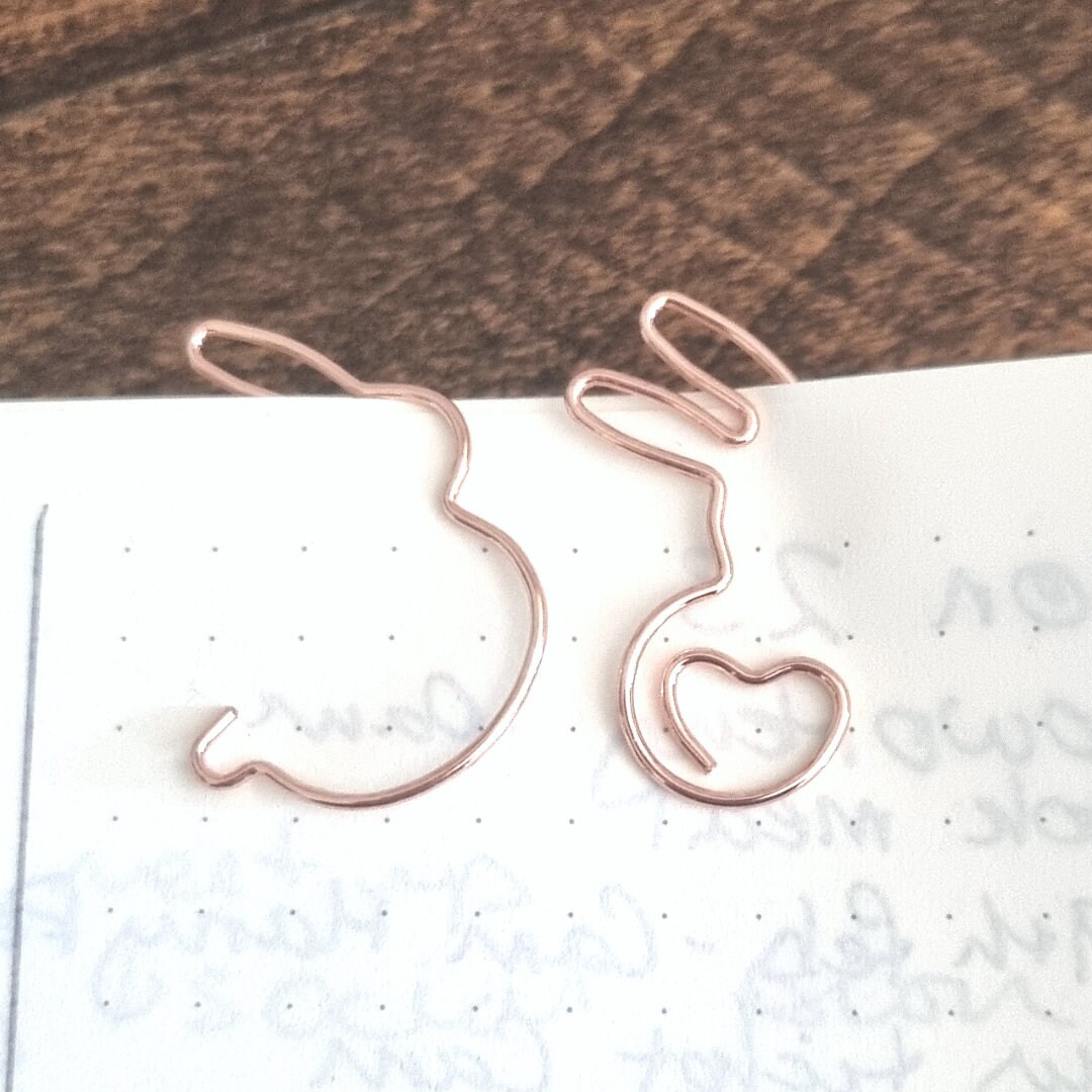 Bunny Shaped Rose Gold Paperclip, Rabbit Paper Clip, Bunny Rabbit Heart ...