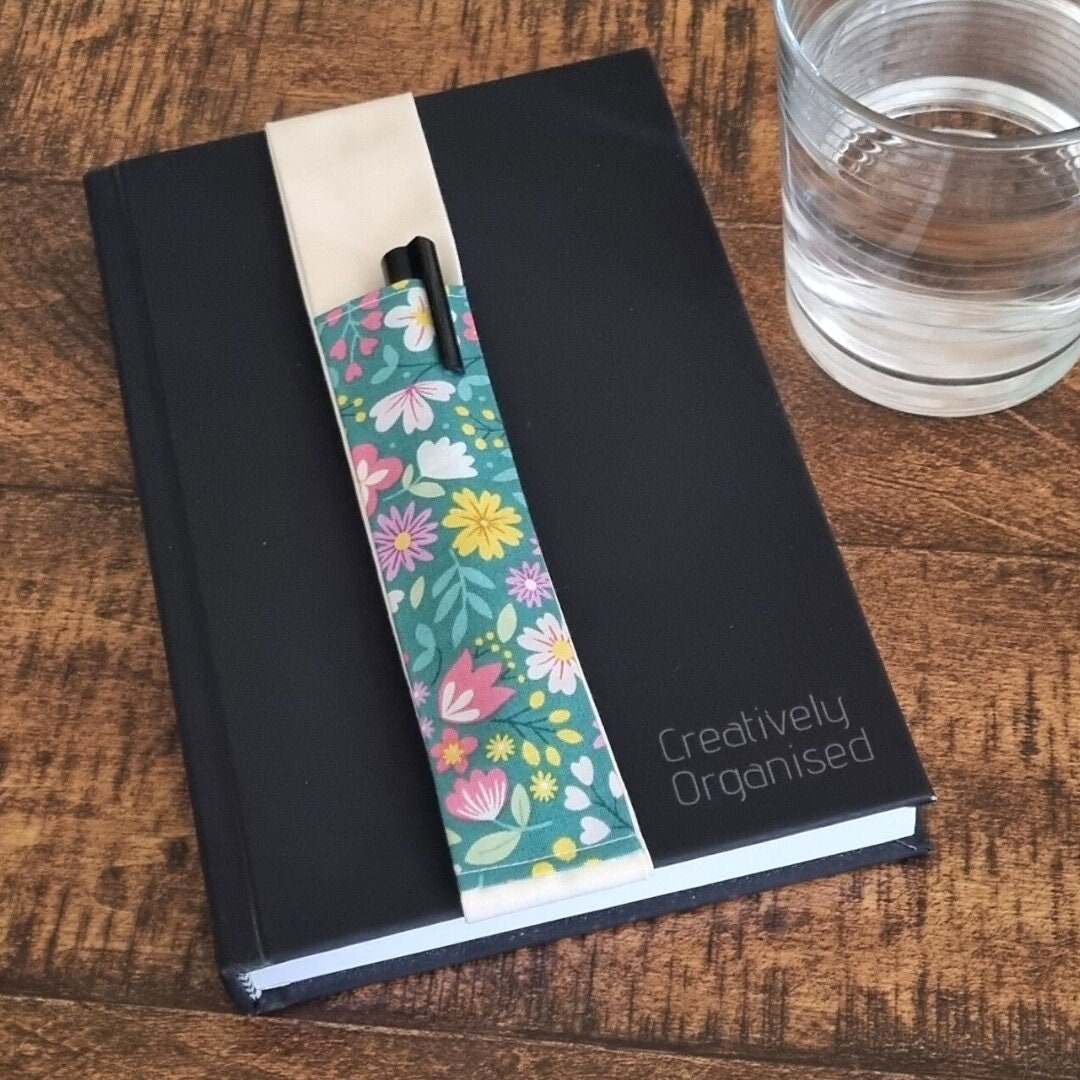 Elastic Pen Holder Cute Flowers Fabric, Elasticated Notebook Pen Pocket ...