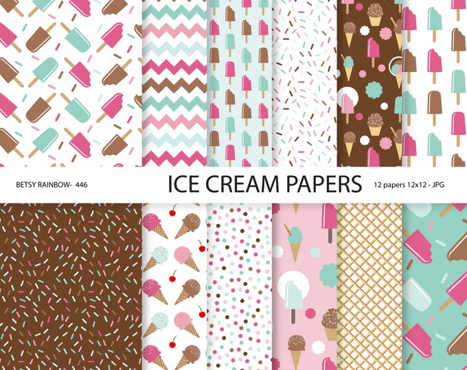 Ice Cream Digital Papers Ice Cream Popsicle Scrapbook - Etsy