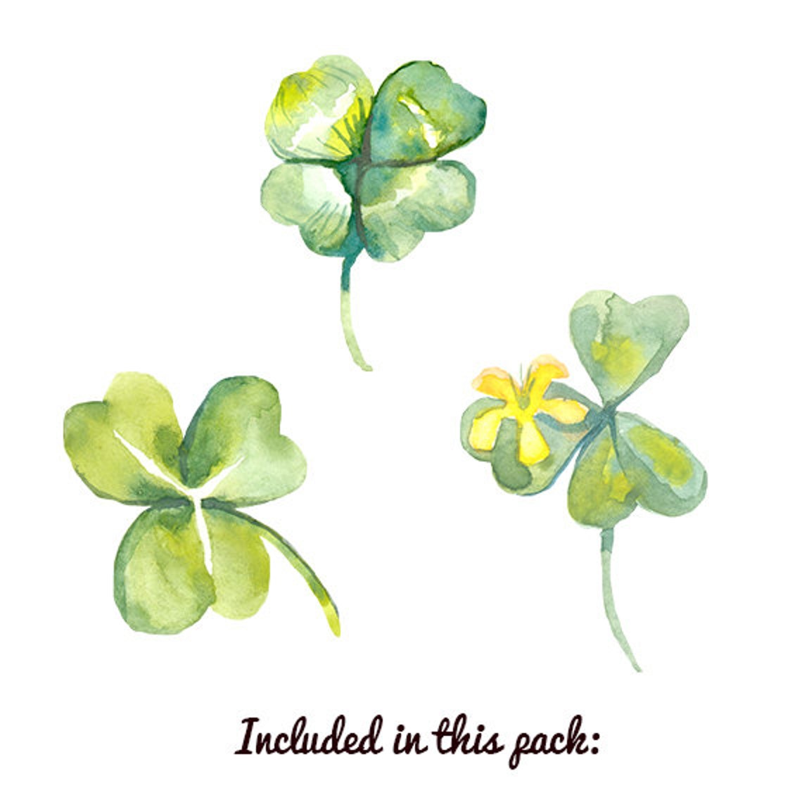 Watercolor Clovers Shamrocks Clip Art Clipart Water Color Wash - Etsy