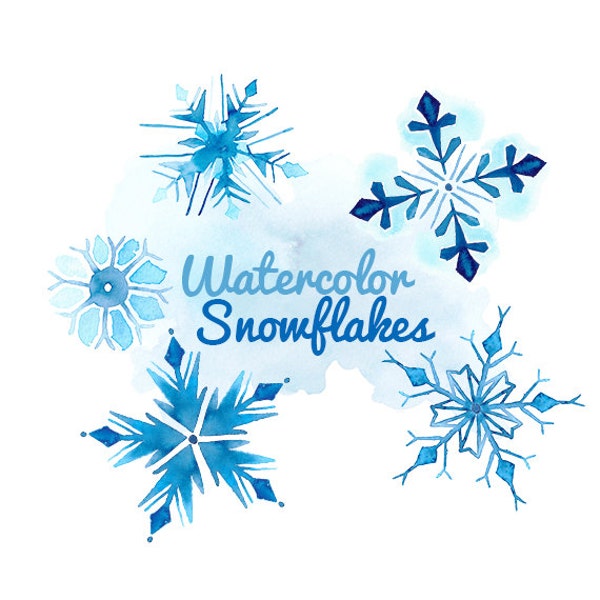 Watercolor Snowflakes Clipart - Etsy