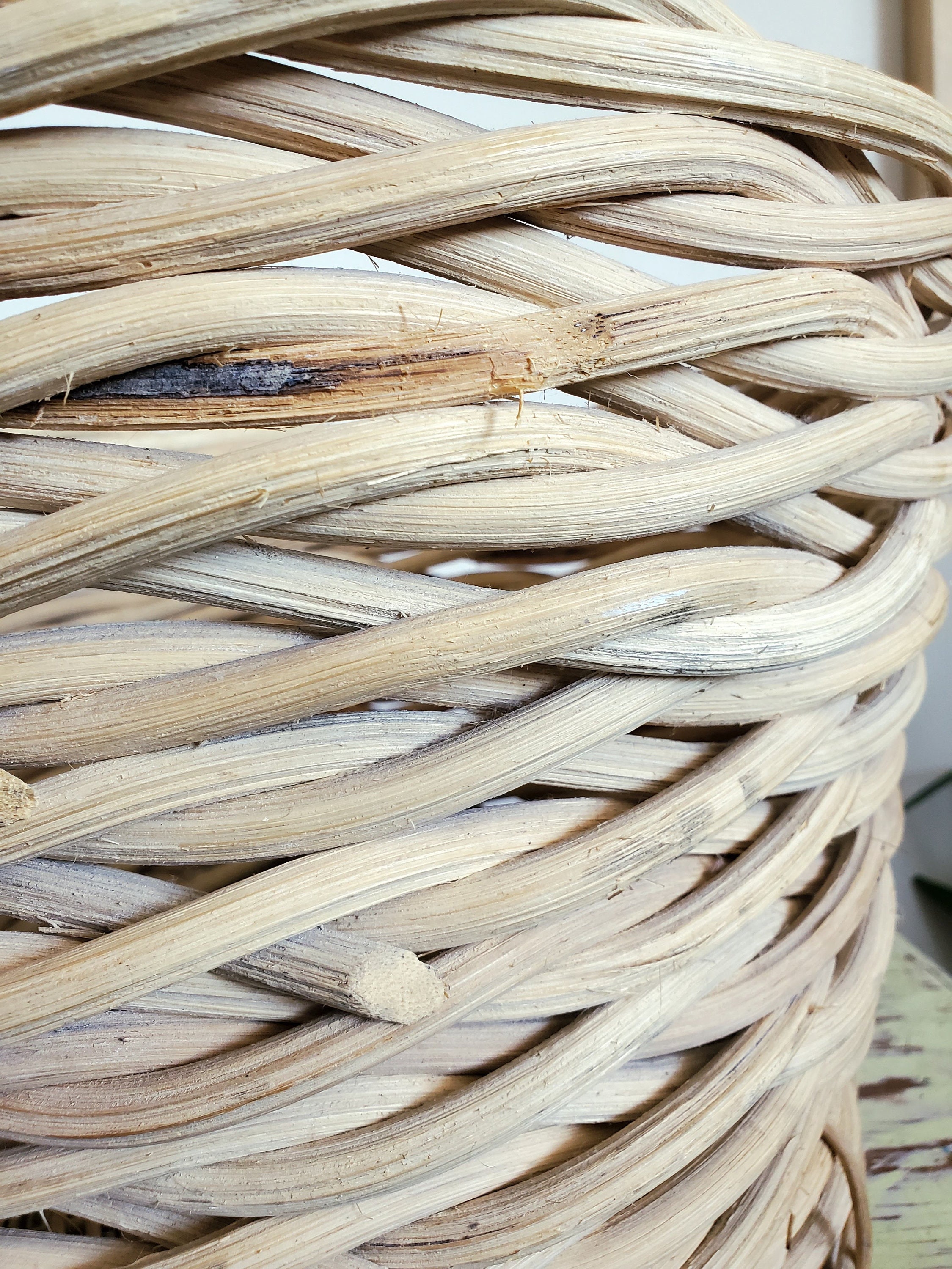 Large Woven Basket Round Rattan Plant Holder Wicker Storage - Etsy