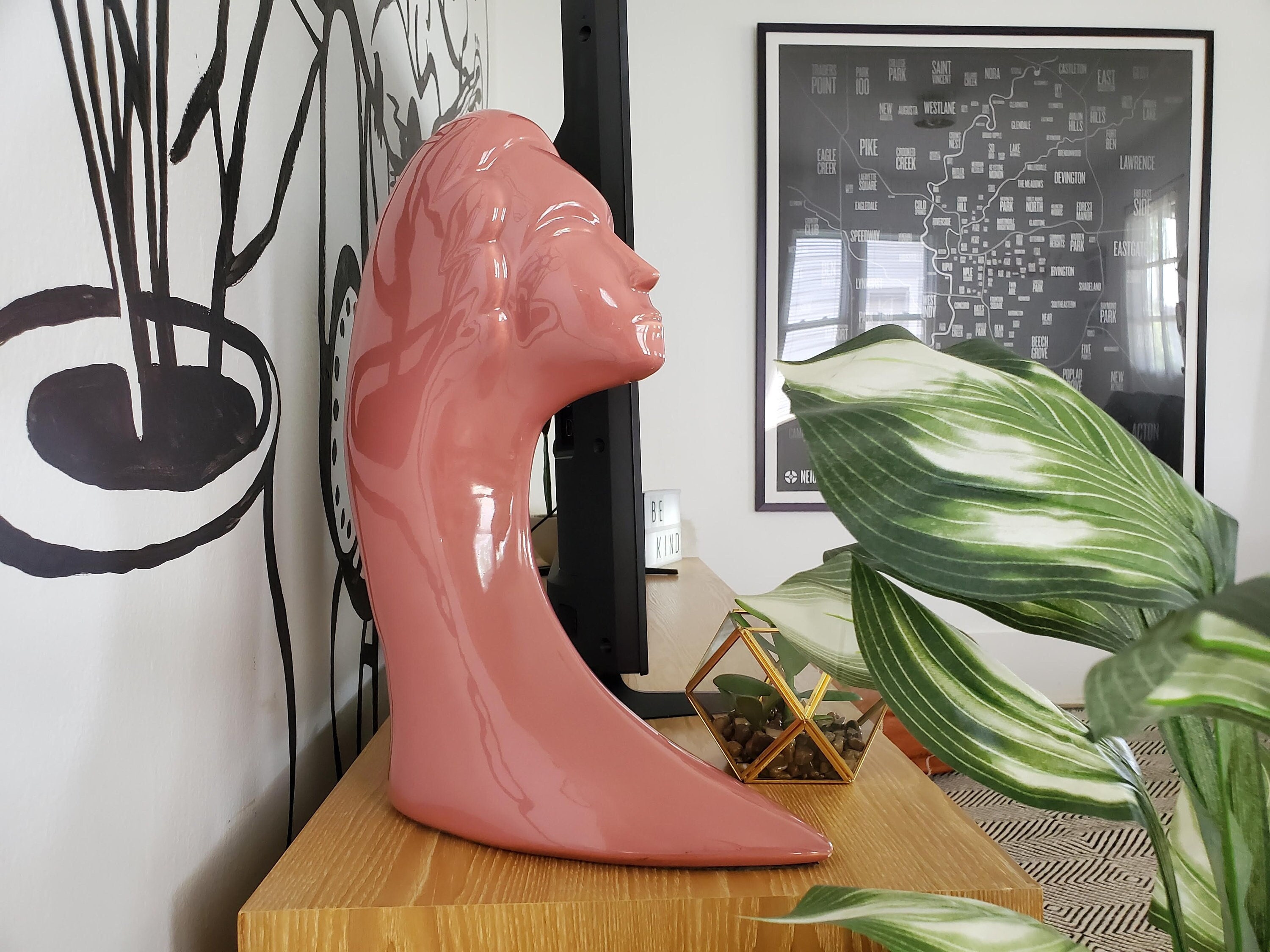 Jaru Ceramic Bust Sculpture Signed Jaru Dated 1983 Mauve Pink Statue ...
