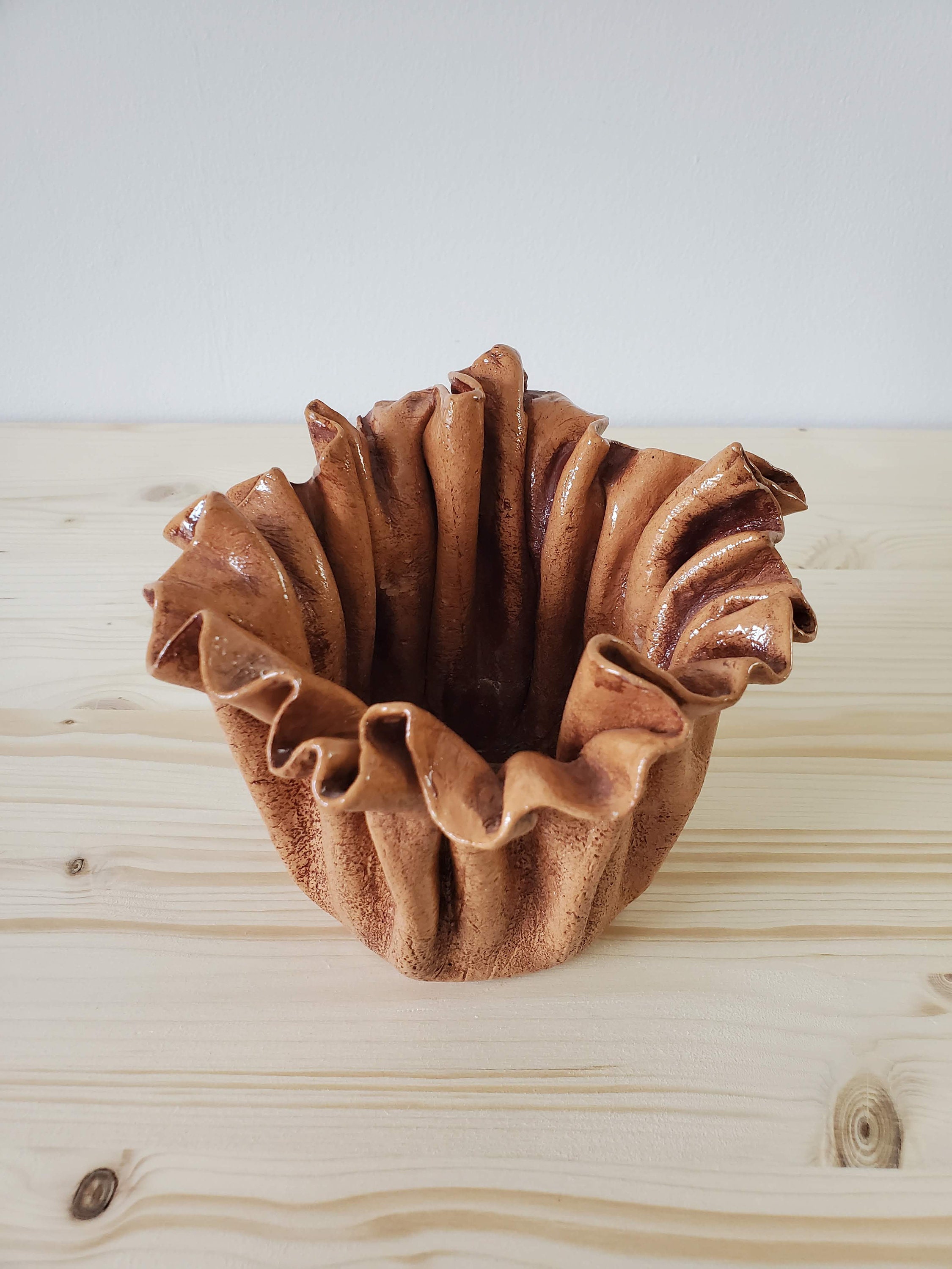 VTG Planter 1980s Amateur Pottery Draped Clay Flower Pot Rust Orange - Etsy