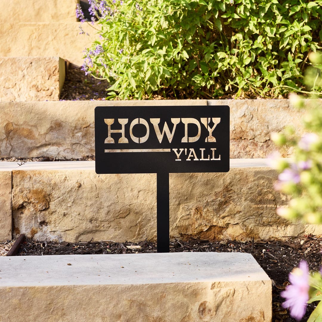 Howdy Y'all Metal Yard Sign: Modern Sign on Stakes - Etsy
