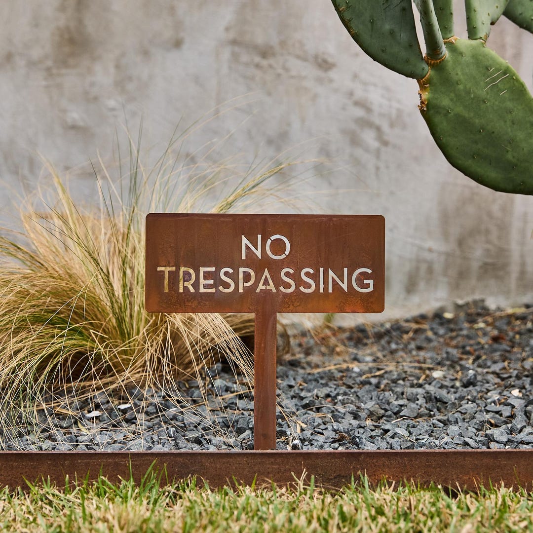 No Trespassing Yard Sign, Metal House Sign, Modern Steel Sign, Property ...