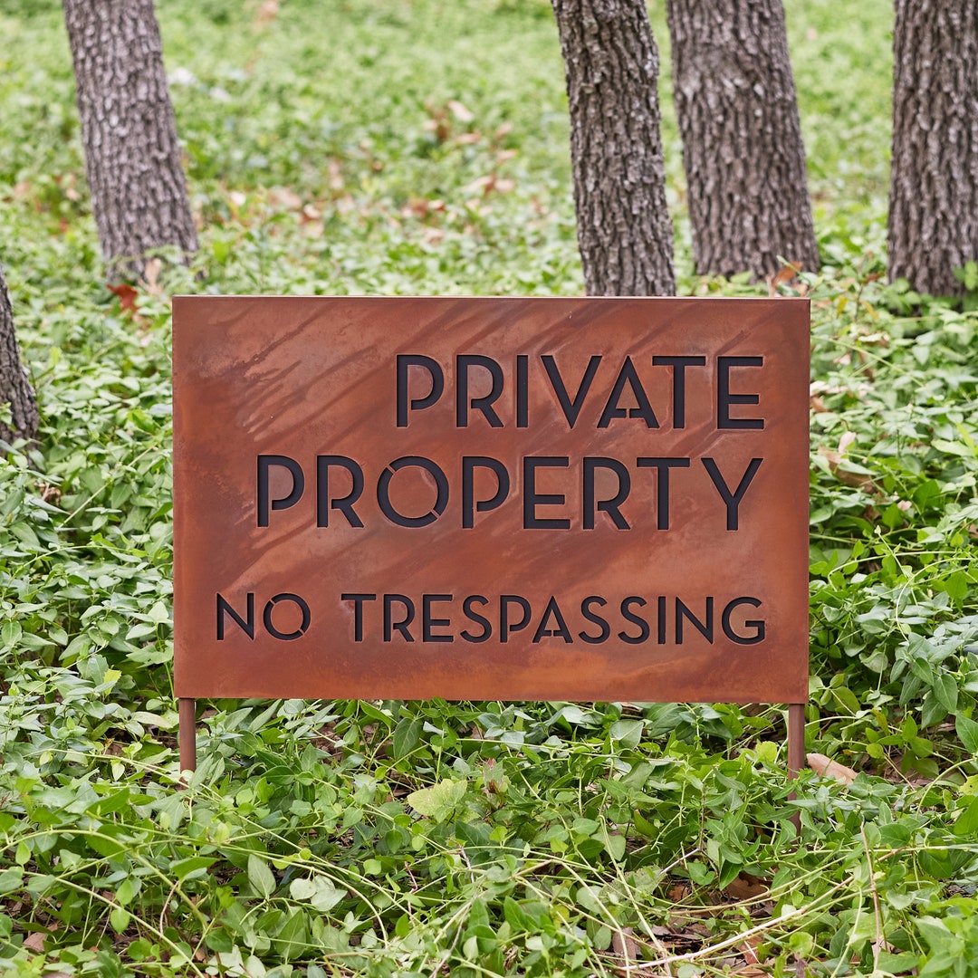 Customizable Steel Private Property No Trespassing Sign -two-toned ...