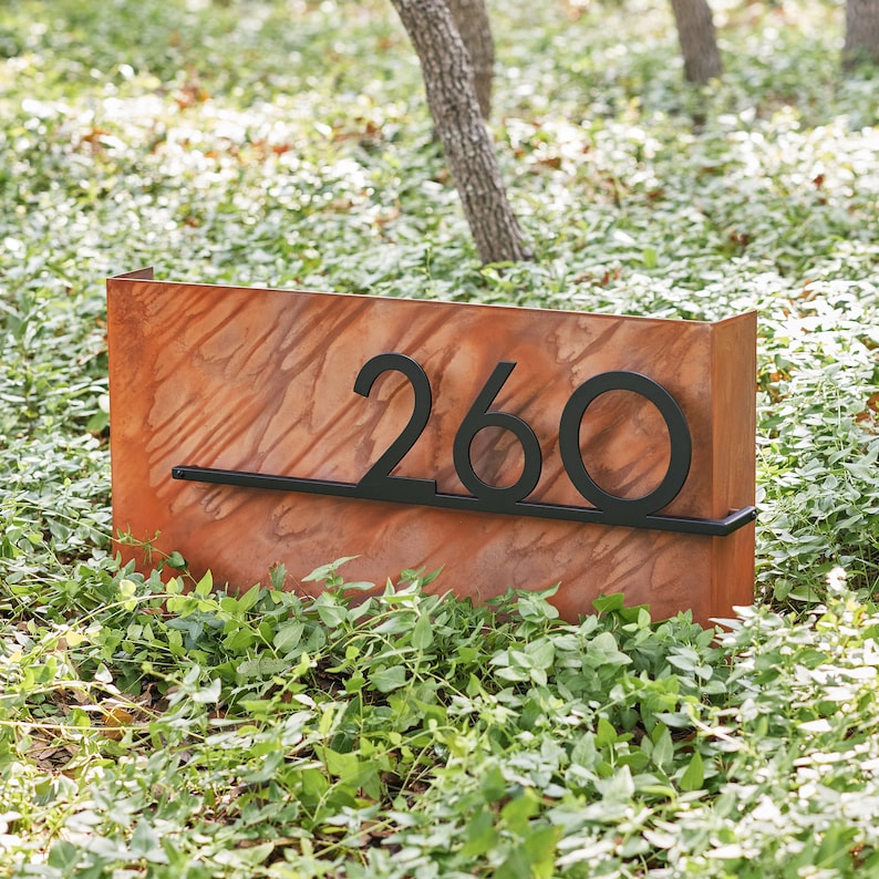 Lake Creek Yard Sign - Modern Steel Address Sign, 6" Numbers - Etsy