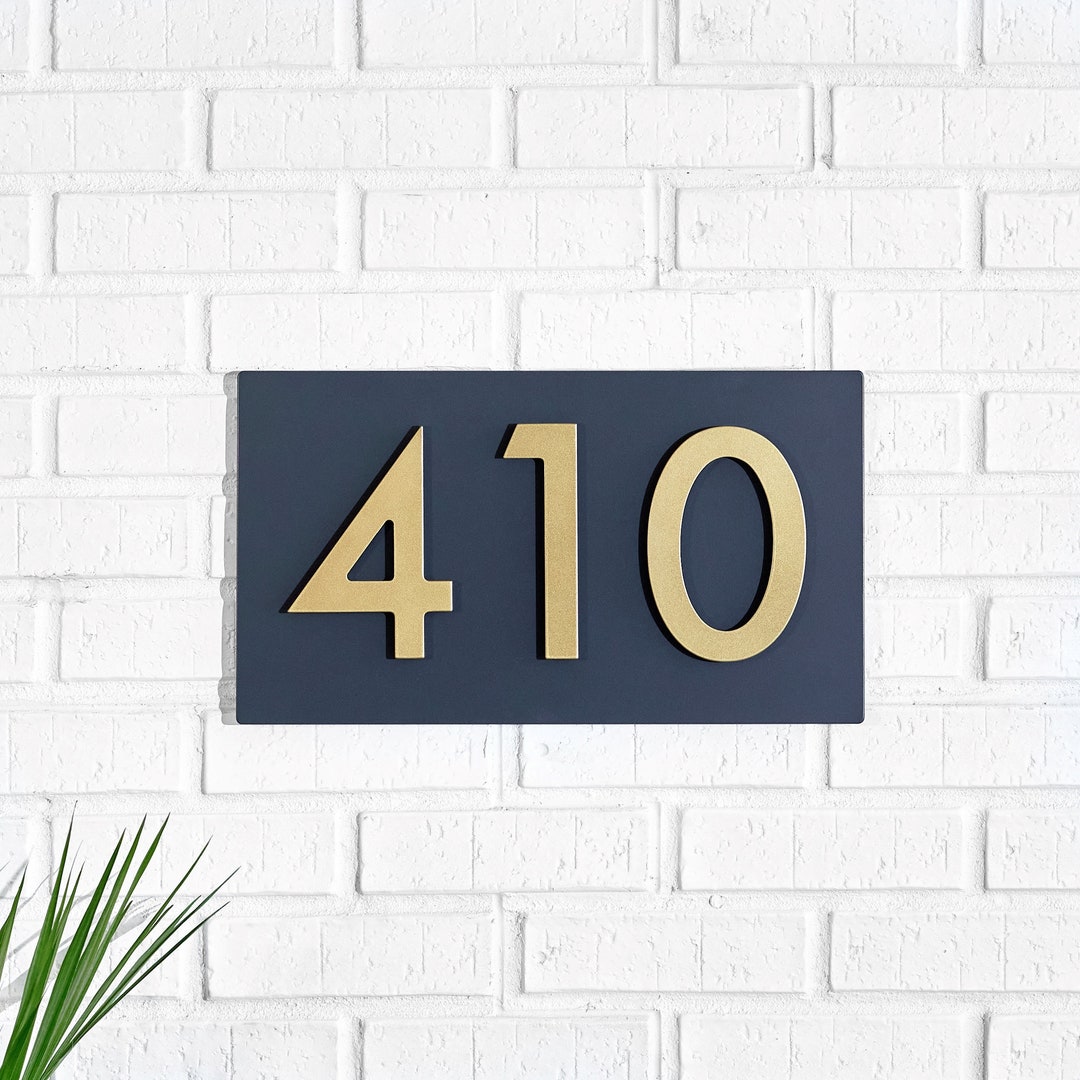 Windsor Horizontal Modern Address Sign: 6" Magnetic Aluminum Numbers ...