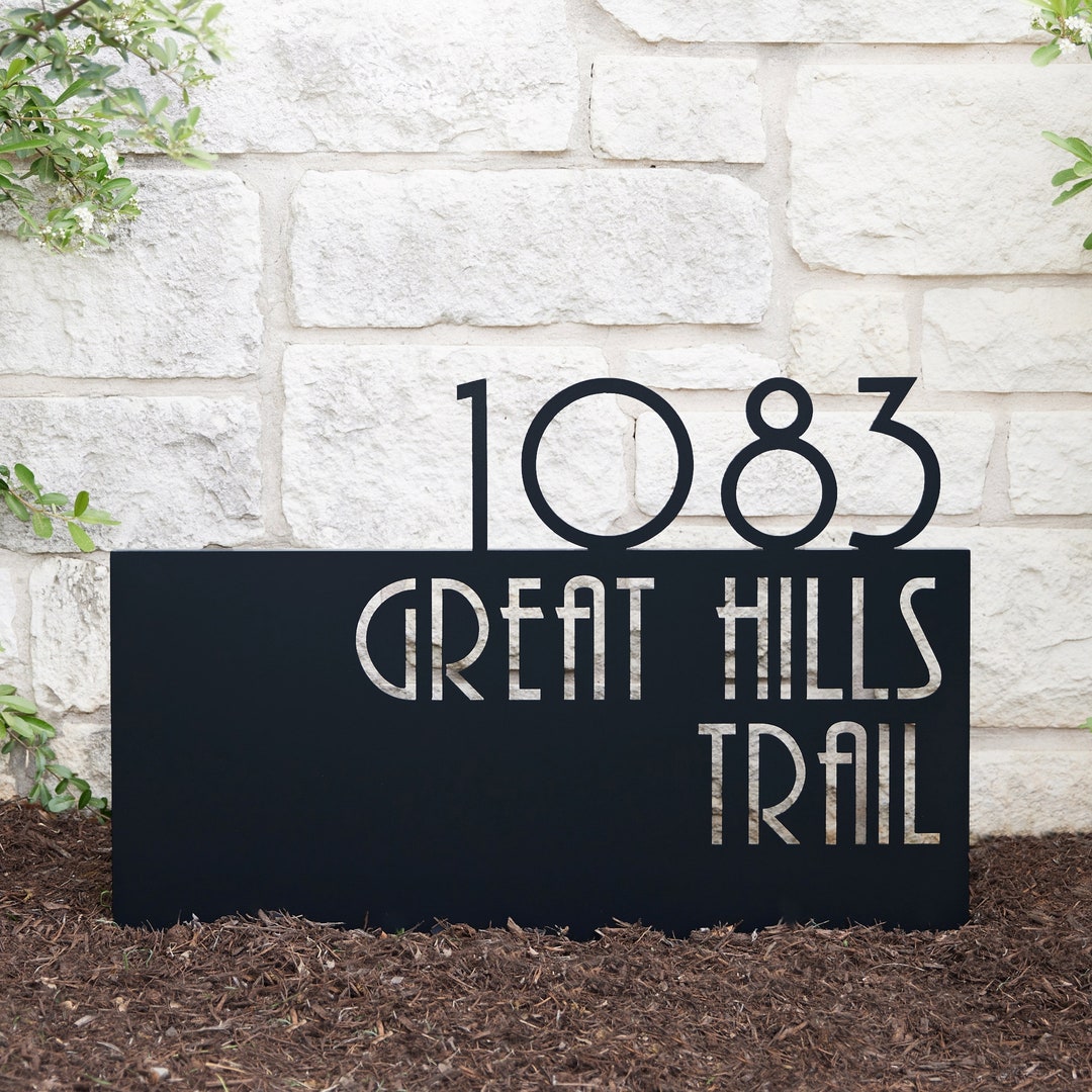 Brentwood Address Yard Sign - Modern Farmhouse, Steel House Number Yard ...