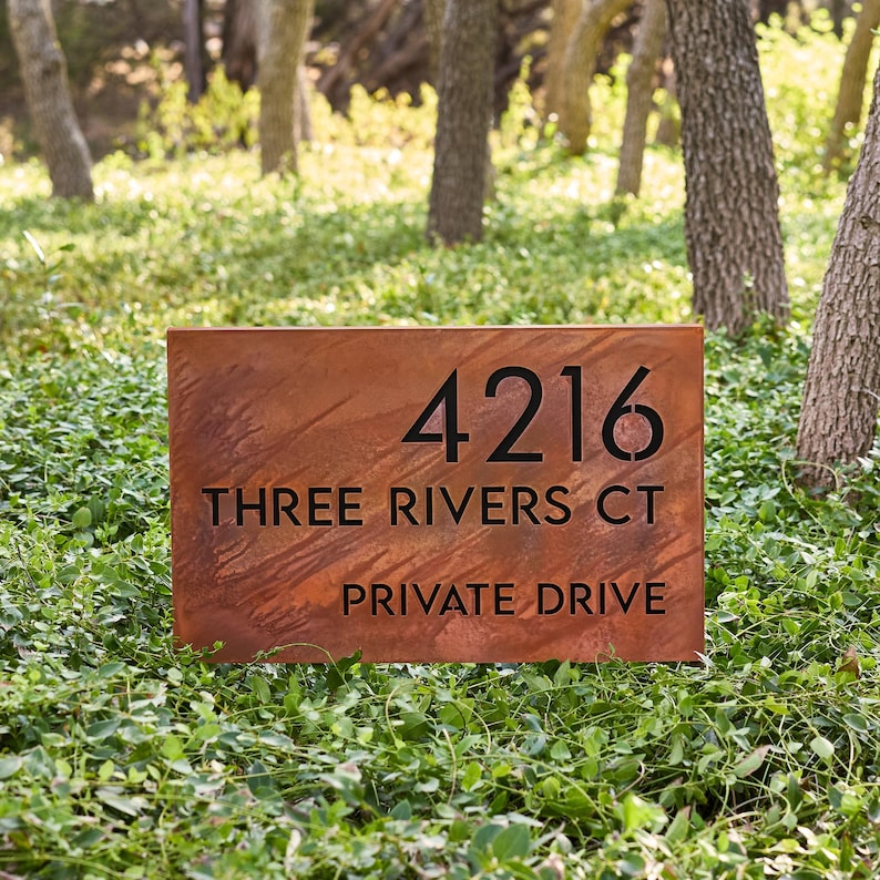 Double-sided Hyde Park Yard Sign - Customizable Modern Steel Address ...