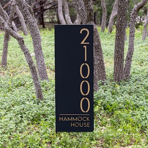 Sunset Valley Vertical Address Yard Sign - Modern Steel Number Plaque ...