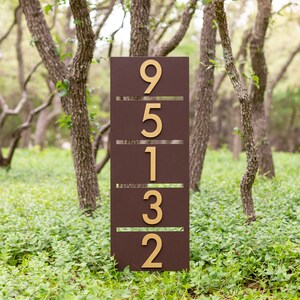 Enfield XL Address Yard Sign: 6" Aluminum Numbers, Vertical Yard Plaque ...