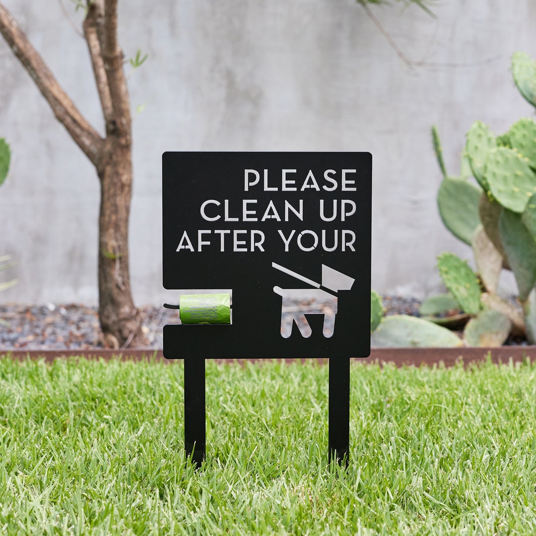 Metal "clean up After Your Dog" Yard Sign - Modern Steel Design - Etsy
