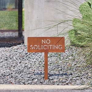 No Soliciting Metal Yard Sign: Modern Steel Property Signage - Etsy
