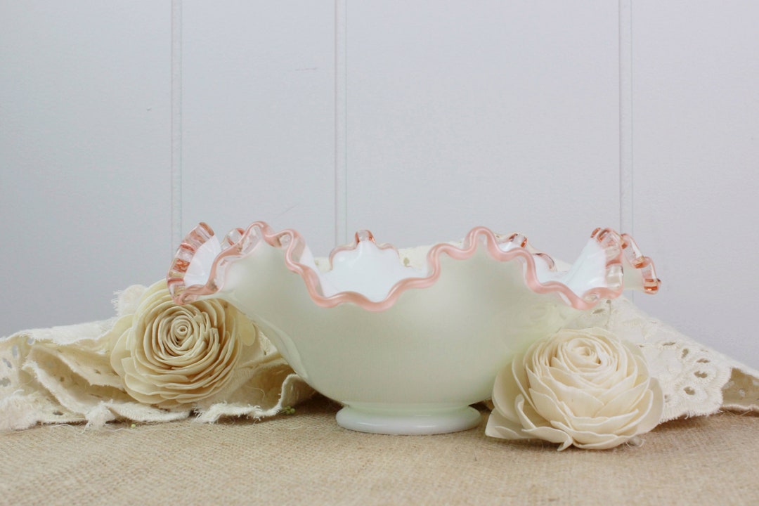 Fenton Rose Crest Bowl - Etsy
