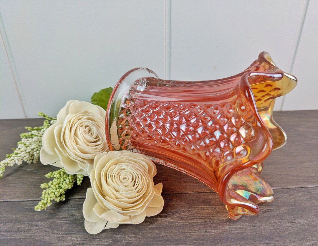 Fenton Golden Carnival Glass in Fenton's Drapery Diamond Rib Vase - Etsy