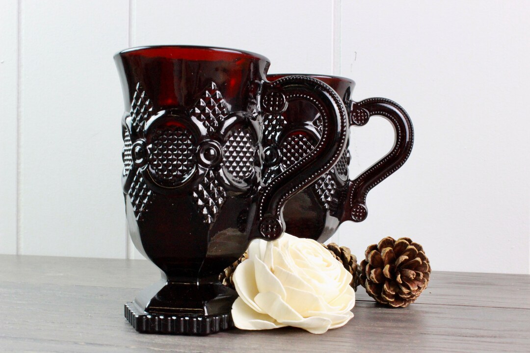 Avon Cape Cod Coffee Mugs Ruby Red Footed Mugs - Etsy