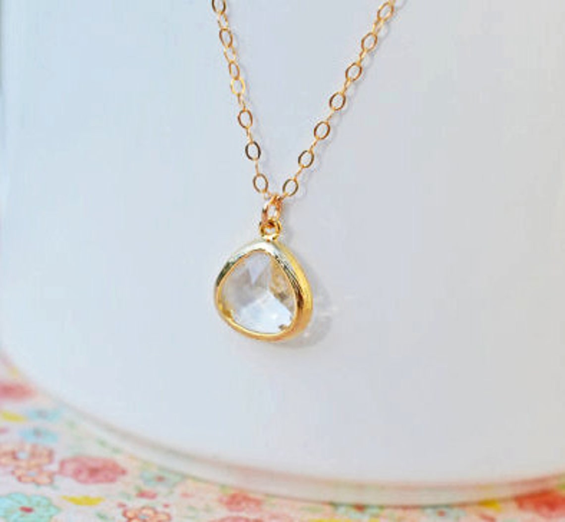 Small Crystal Pendant Necklace, Dainty Pendant Necklace, Minimalist ...